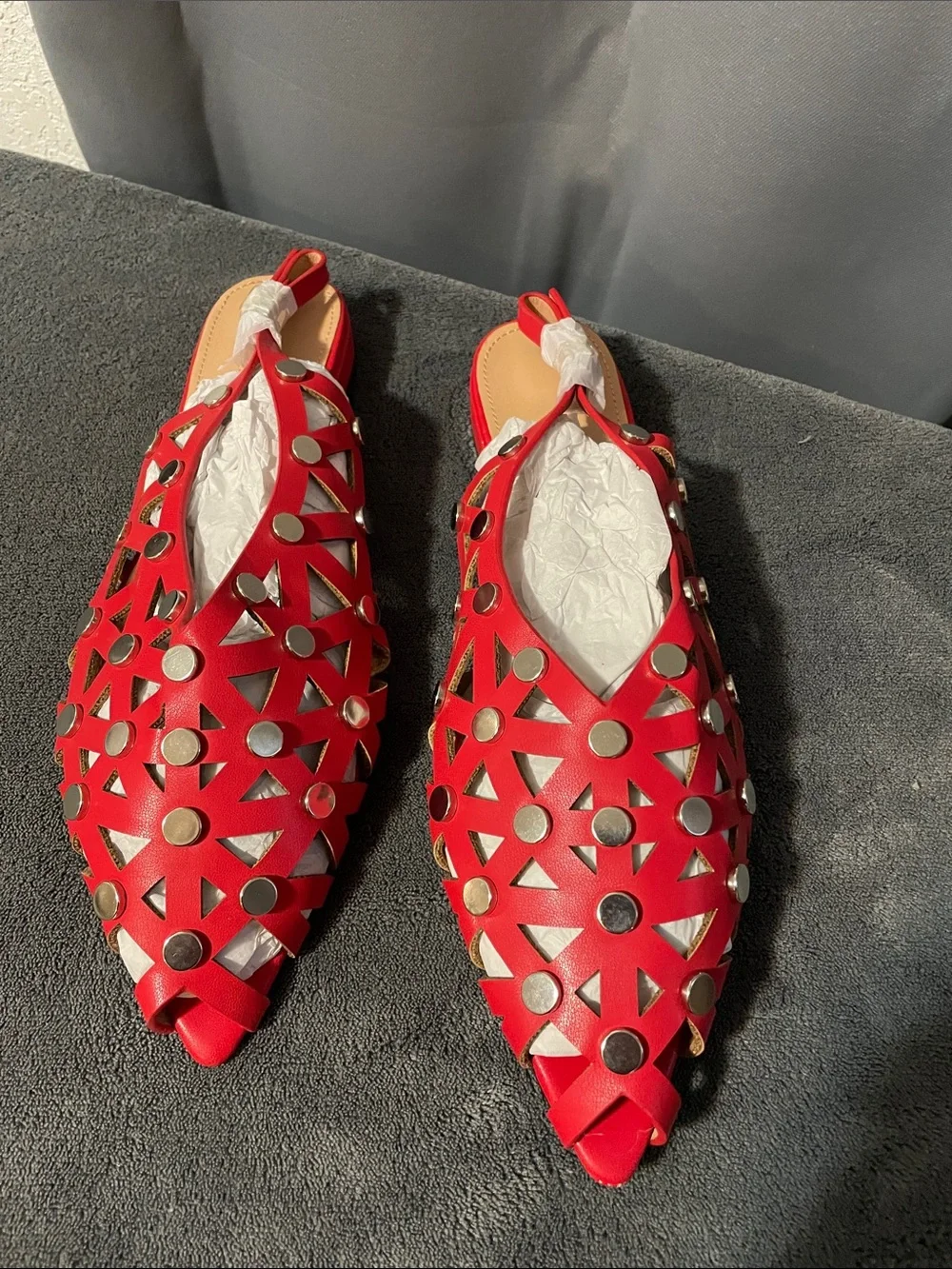 The Unbranded Brand | Shoes | Red Cutout Pointed Slingback Flats With ...